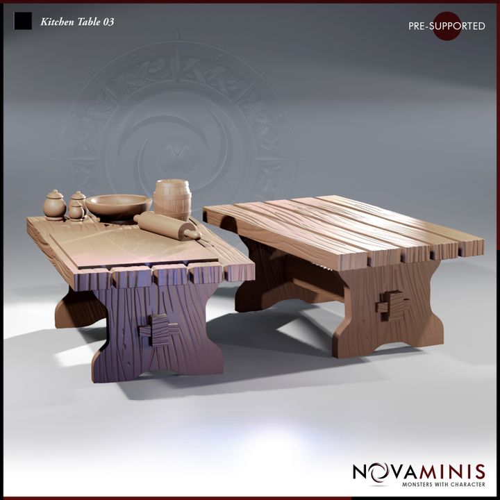 3D Printable Kitchen Table 03 by NovaMinis